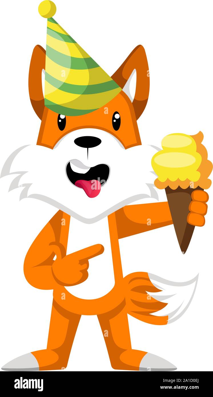 Fox with ice cream,, illustration, vector on white background Stock ...