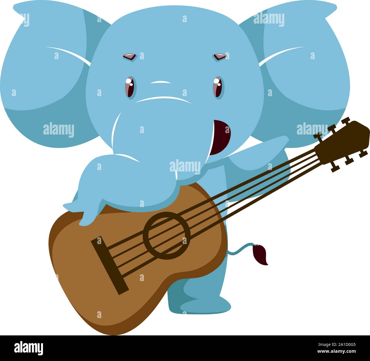 Elephant with guitar, illustration, vector on white background Stock ...