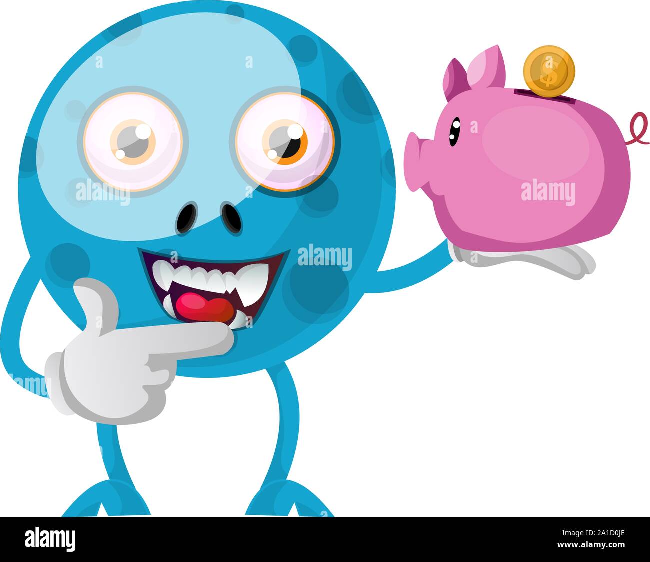 Blue monster with piggy bank, illustration, vector on white background Stock Vector Image & Art ...