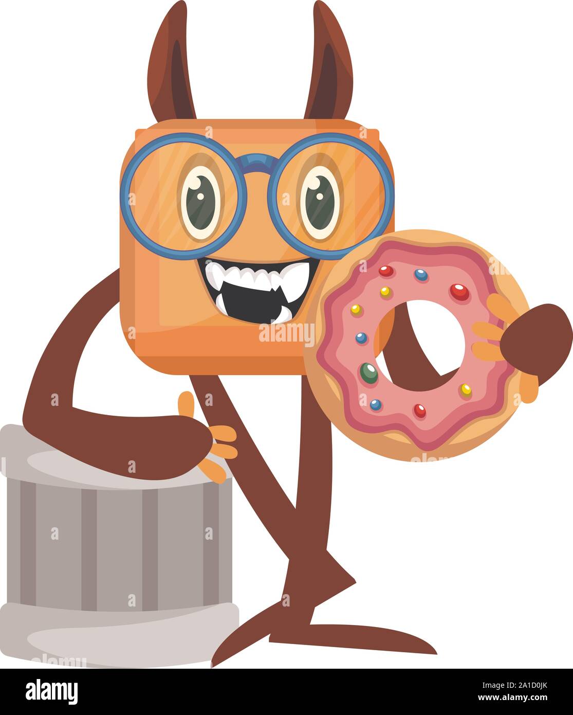 Monster with donut, illustration, vector on white background Stock ...