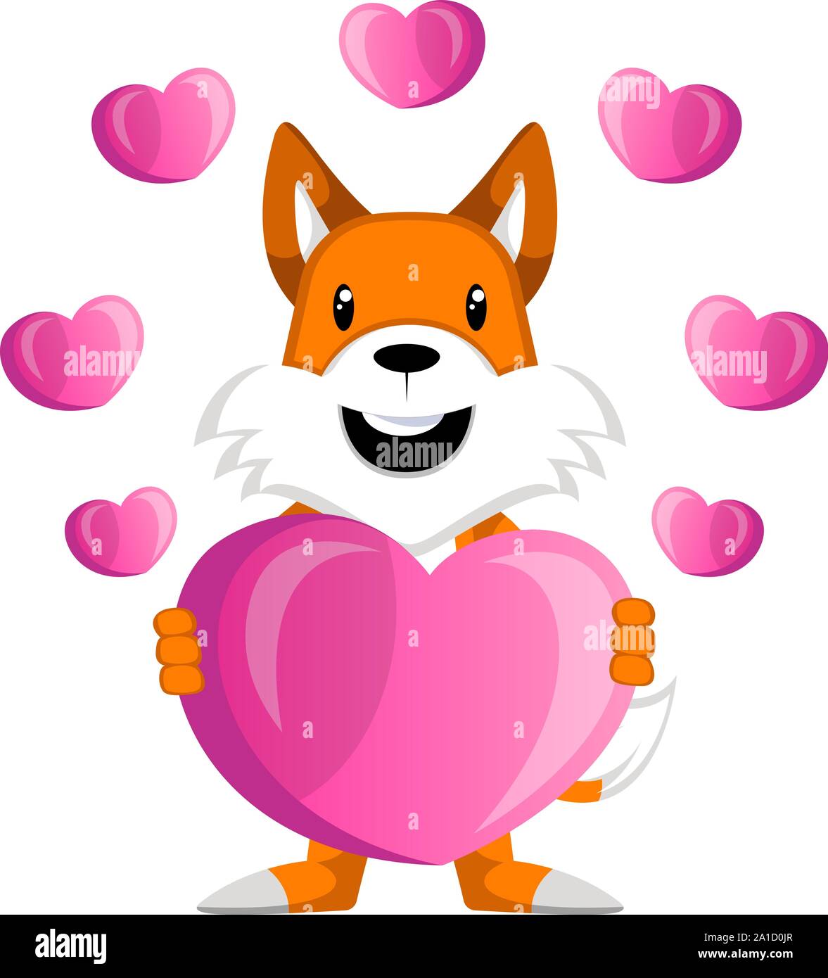 Fox in love, illustration, vector on white background Stock Vector ...