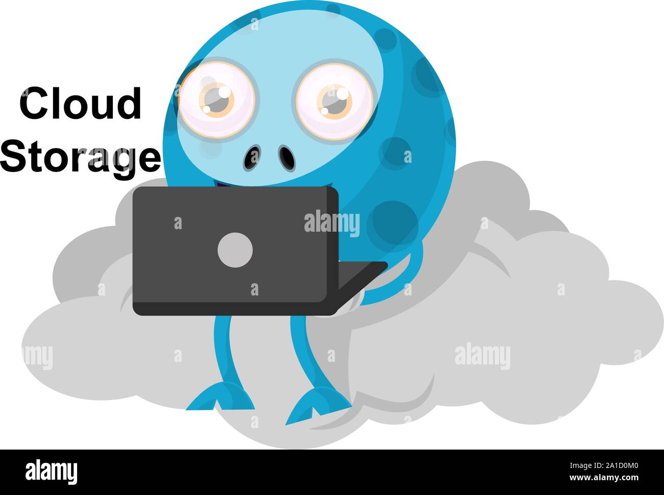 Blue monster on cloud, illustration, vector on white background Stock ...