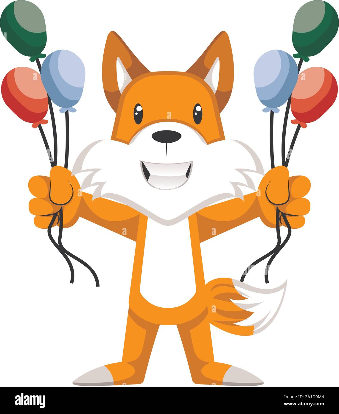 Fox with balloons, illustration, vector on white background Stock ...