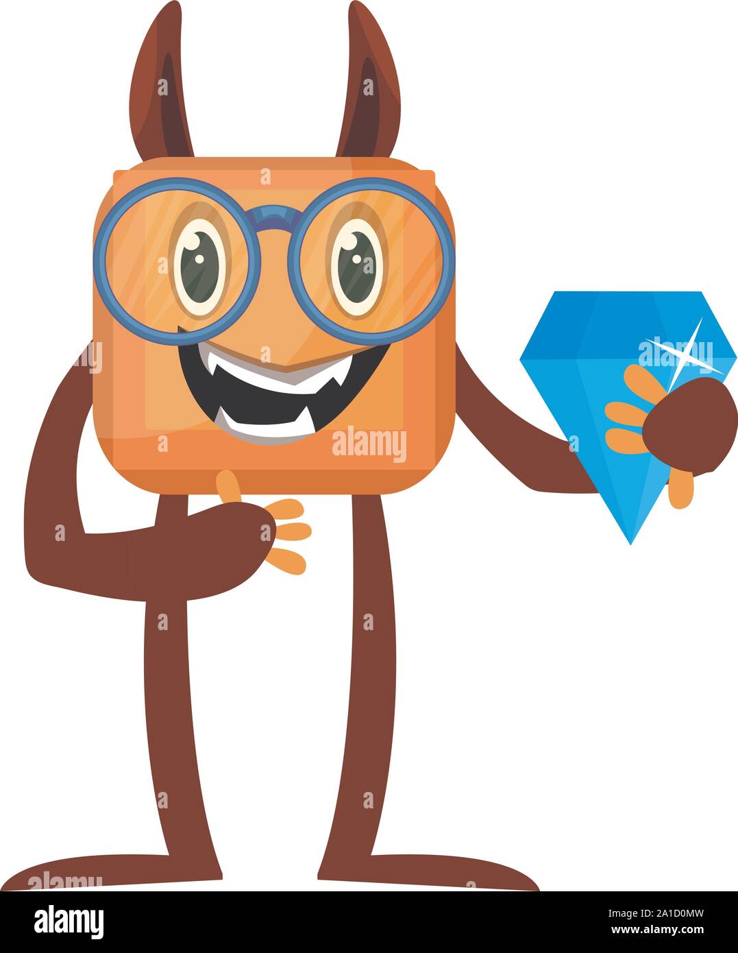 Monster with diamond, illustration, vector on white background Stock ...