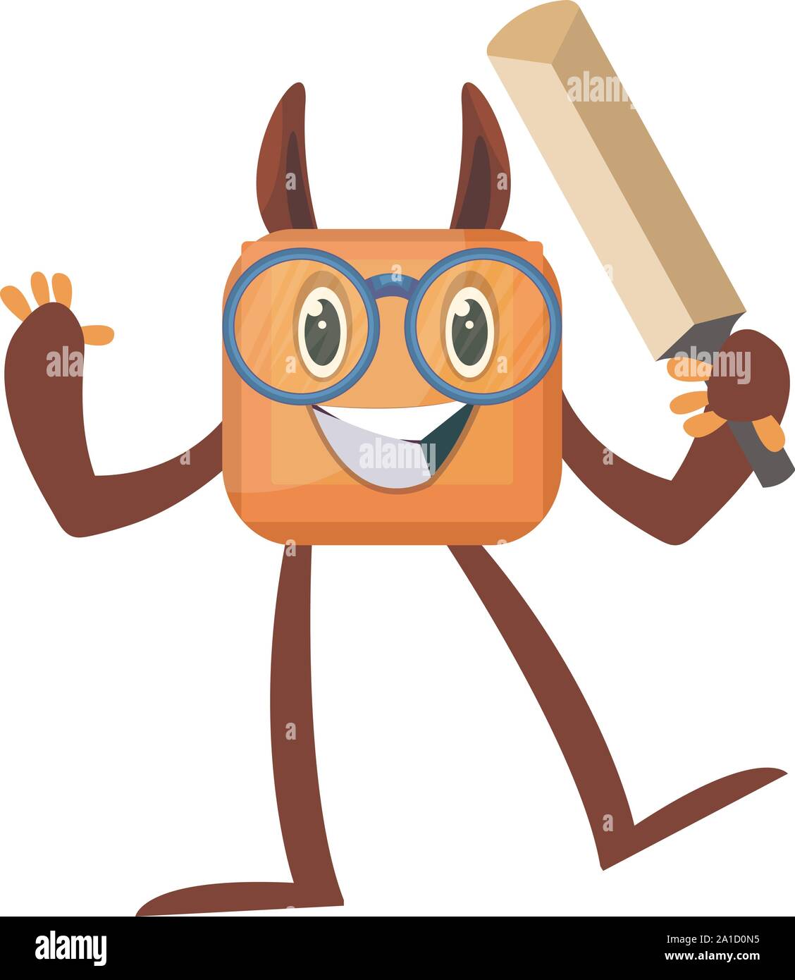 Monster with bat, illustration, vector on white background Stock Vector ...