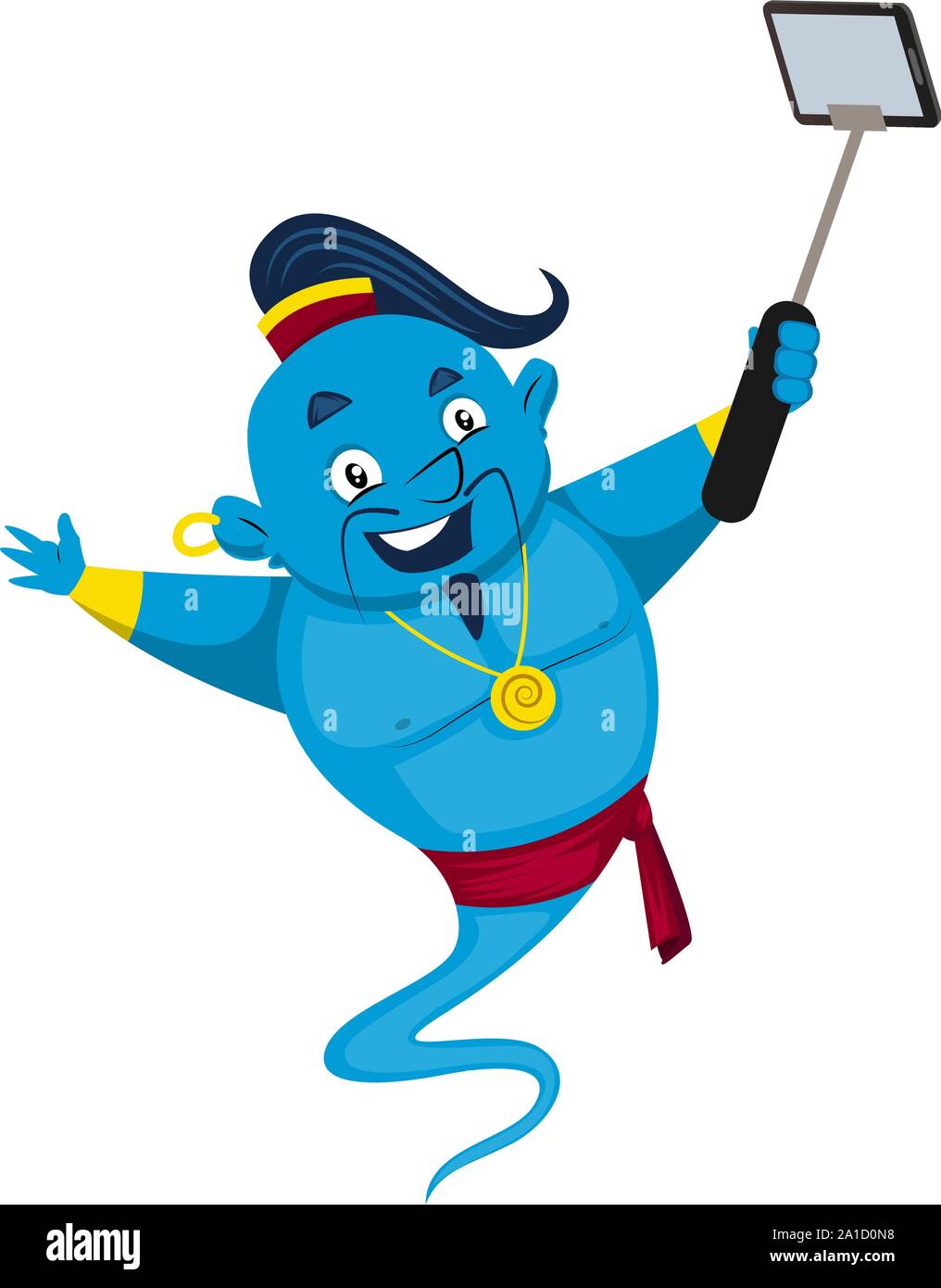 Genie taking selfie, illustration, vector on white background Stock ...