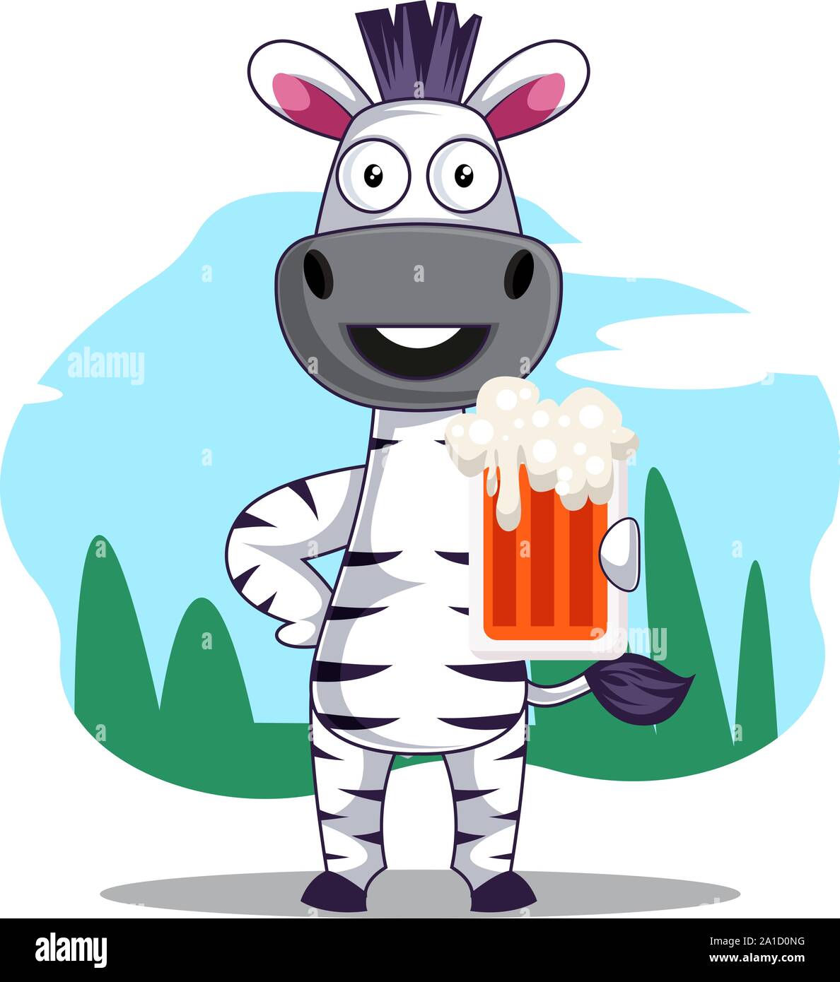Zebra with beer, illustration, vector on white background Stock Vector ...