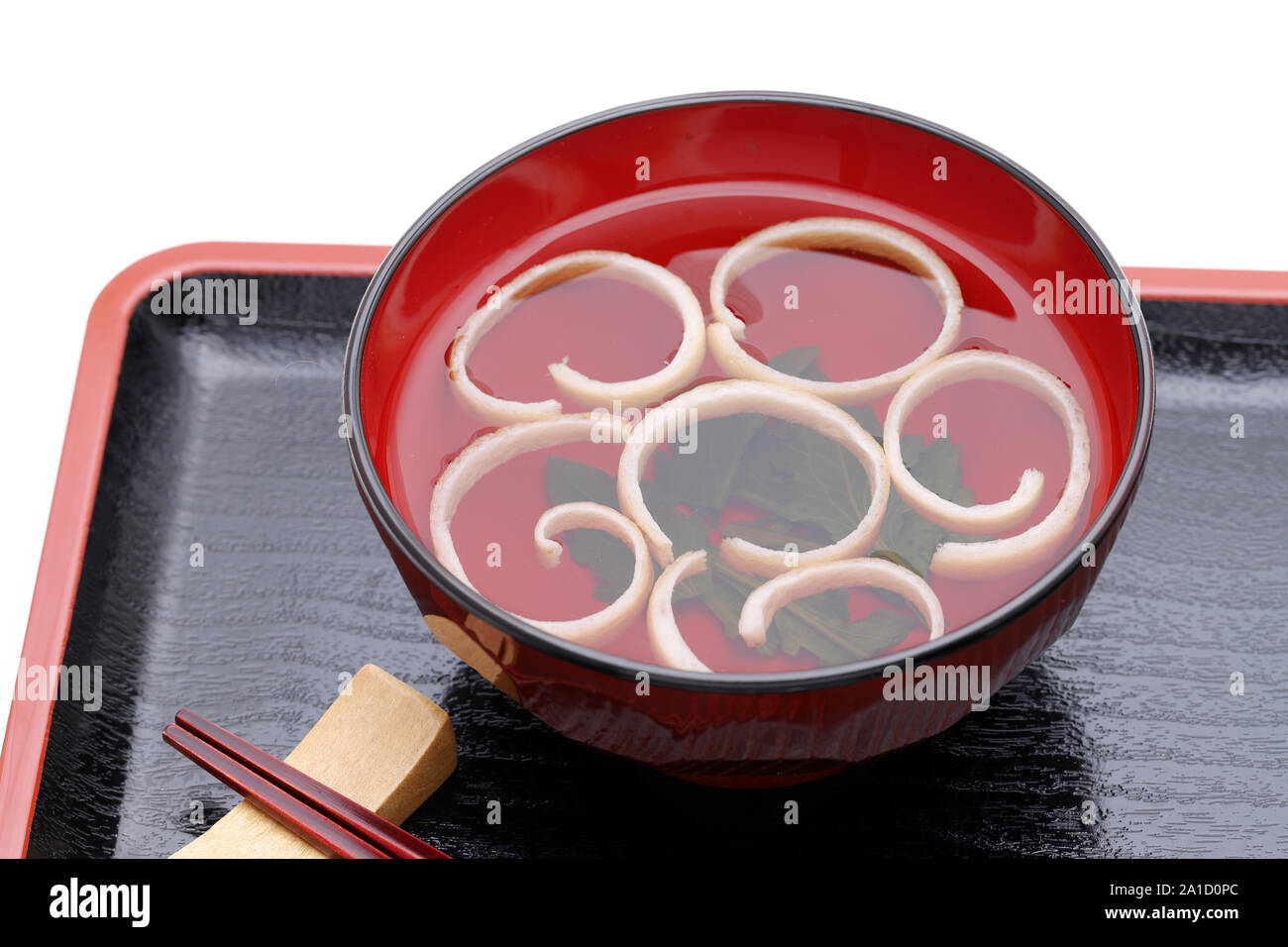 Japanese food, Osuimono soup of fu and vegetables in a bowl Stock Photo ...