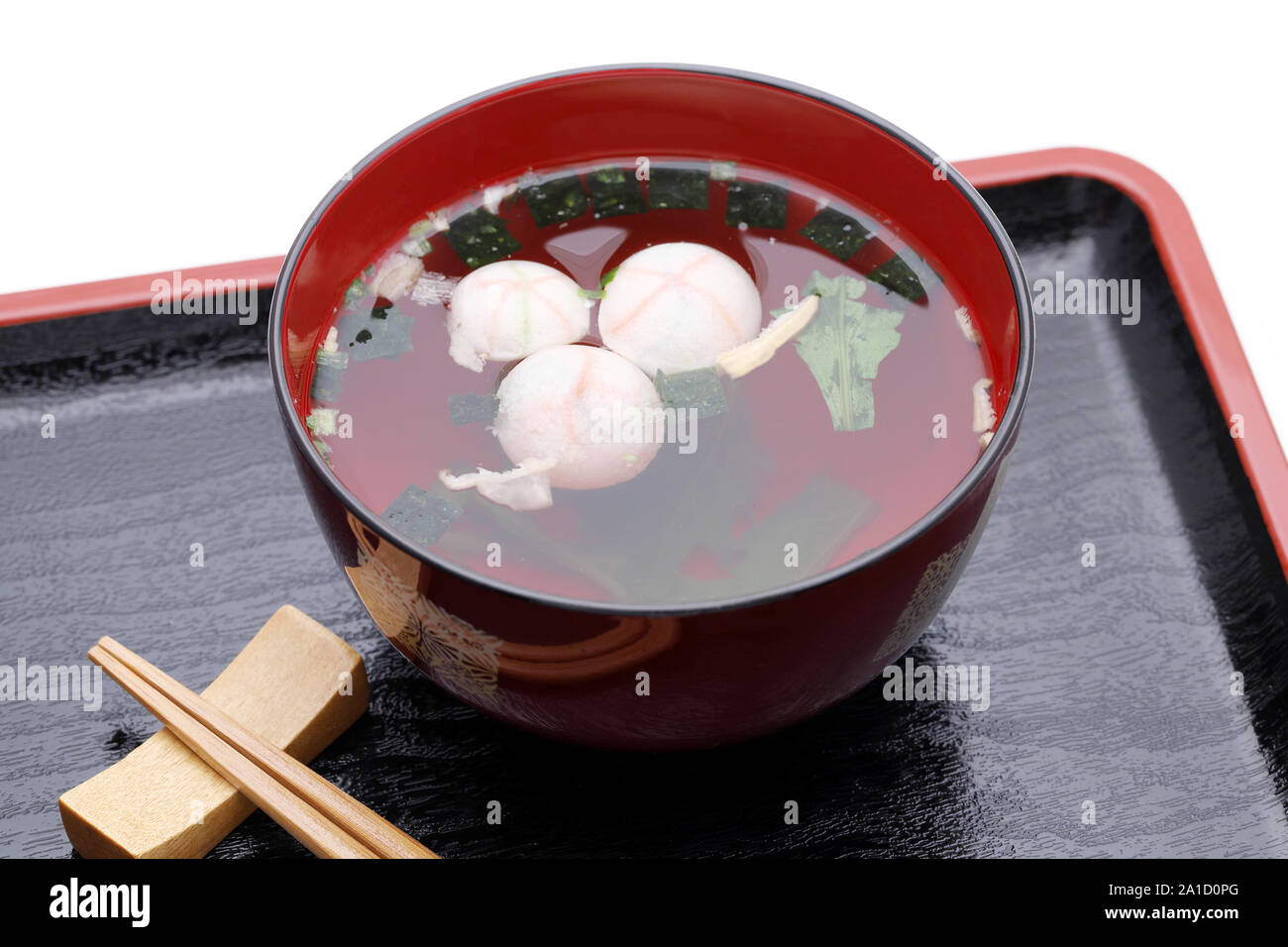 Japanese food, Osuimono soup of fu and vegetables in a bowl Stock Photo ...