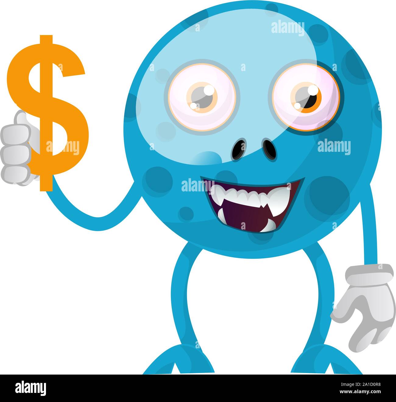 Blue monster with dollar sign, illustration, vector on white background ...