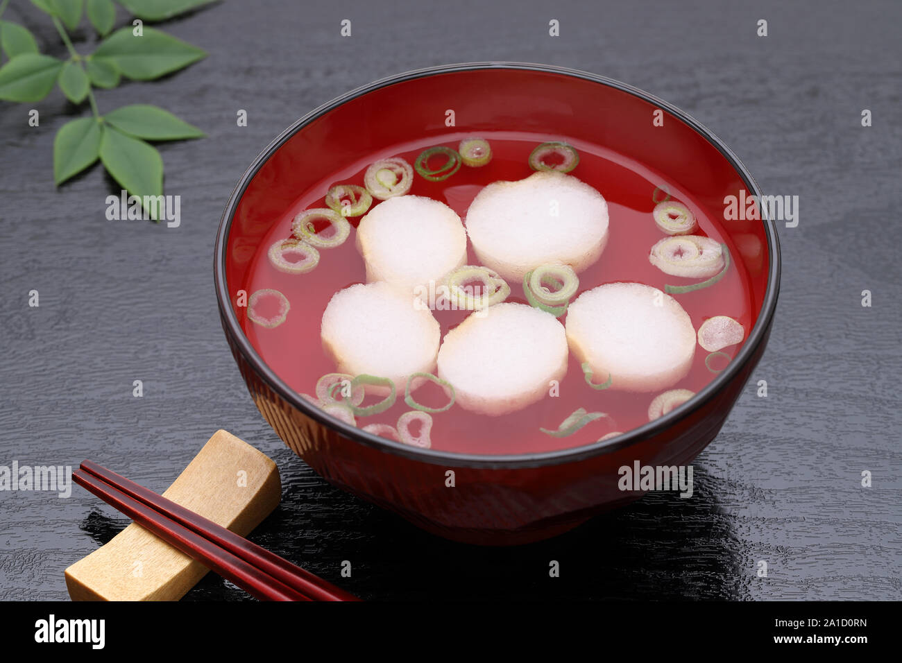 Japanese food, Osuimono soup of fu and vegetables in a bowl Stock Photo ...