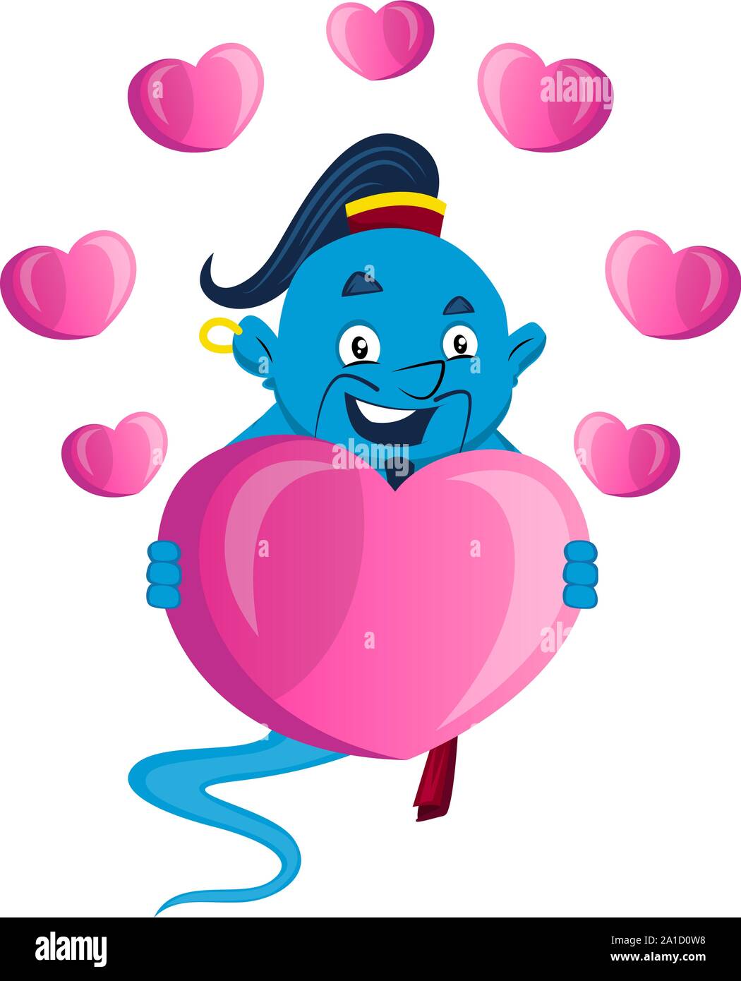 Genie in love, illustration, vector on white background Stock Vector ...