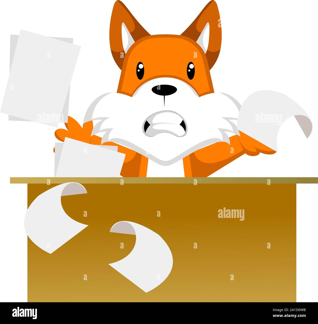 Fox working, illustration, vector on white background Stock Vector ...