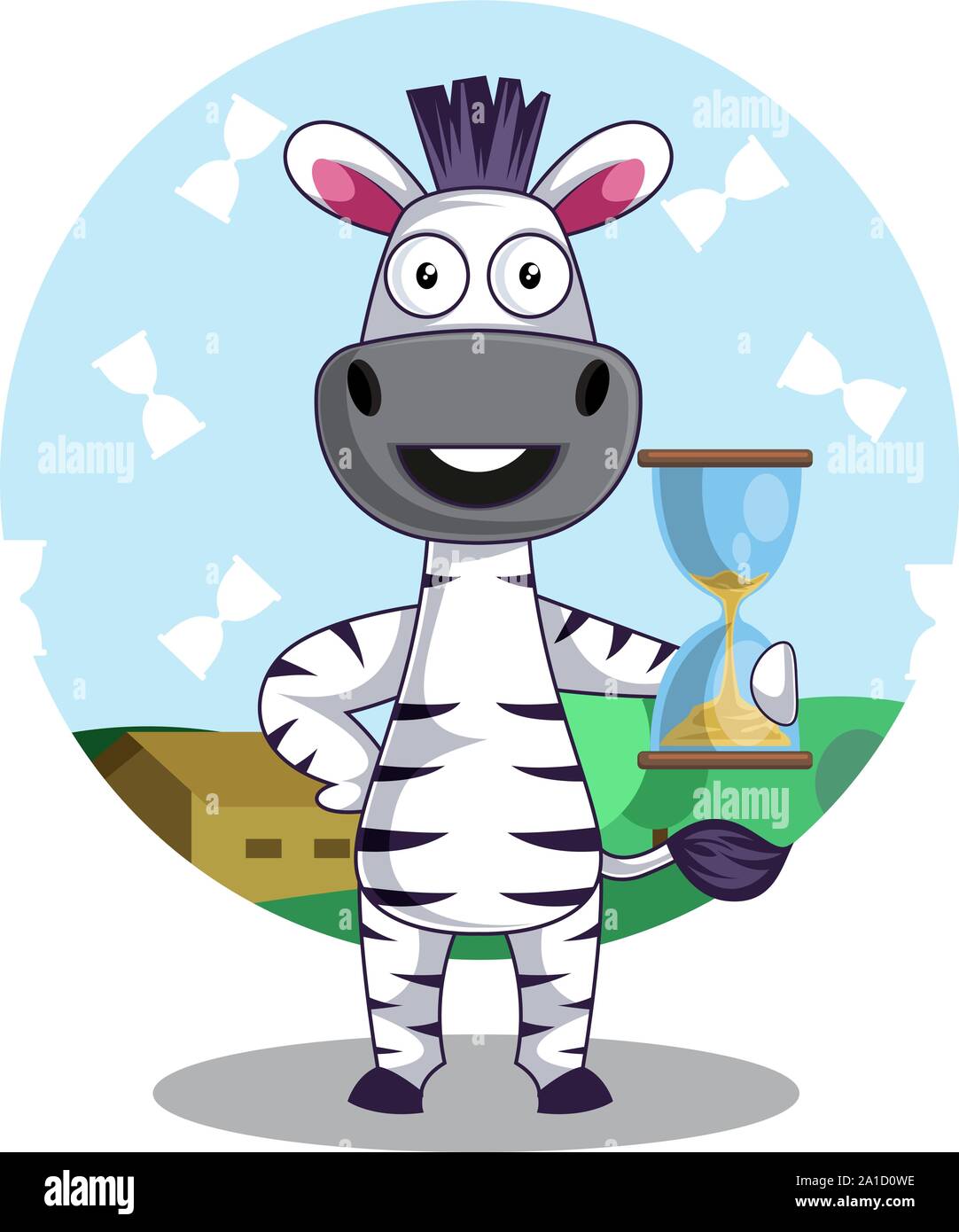 Zebra with sand clock, illustration, vector on white background Stock ...