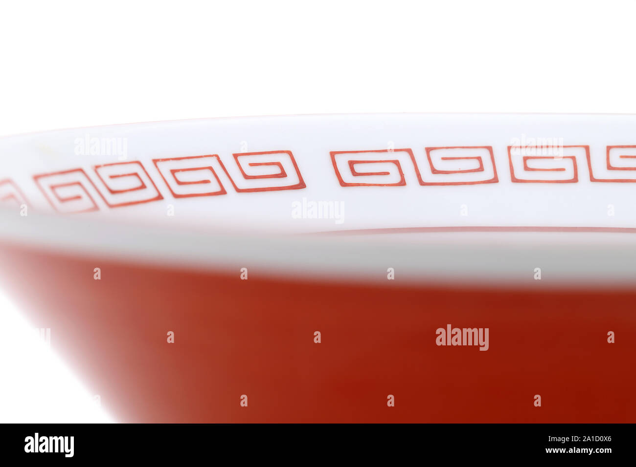 Empty ramen donburi of traditional raimon pattern on white background ...