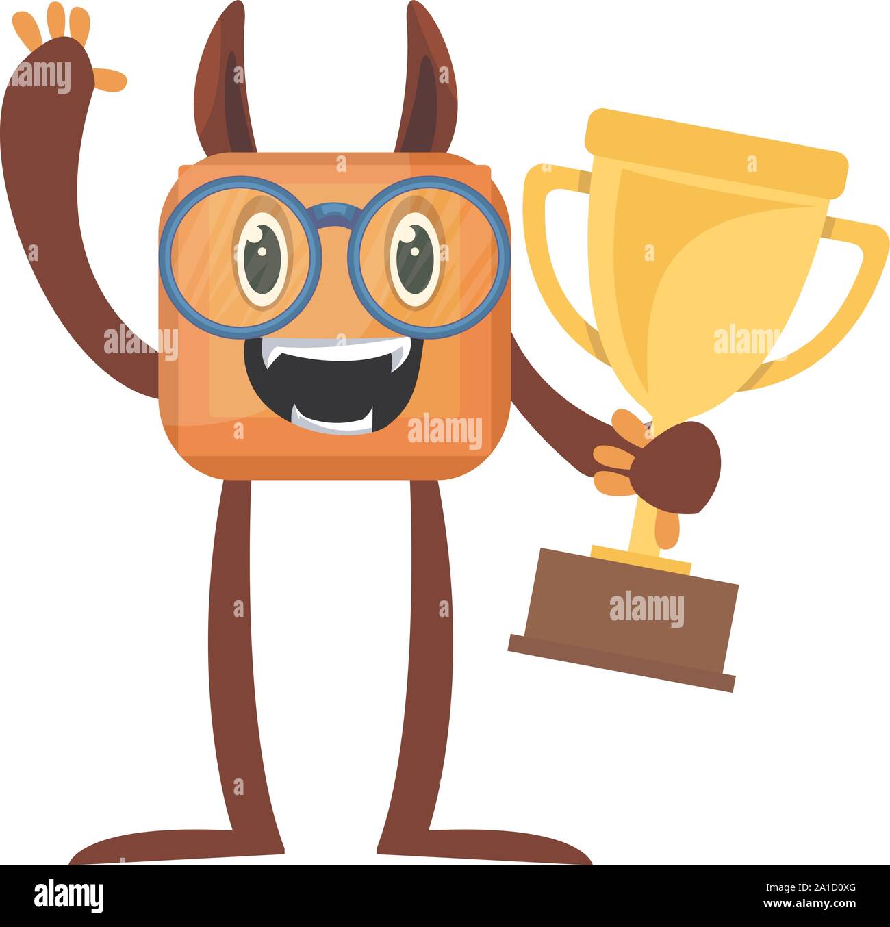 Monster with trophy, illustration, vector on white background Stock ...