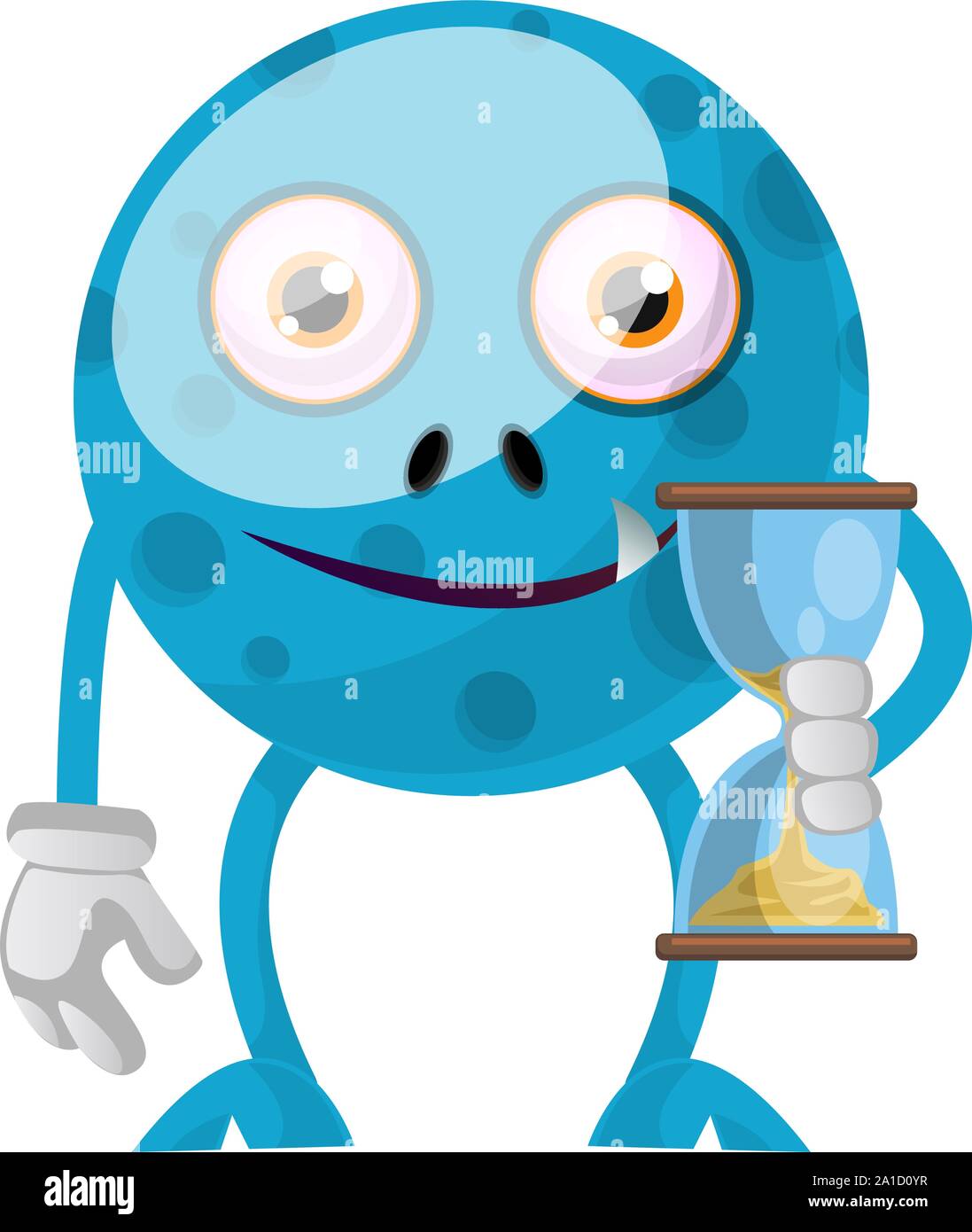 Blue monster with sand watch, illustration, vector on white background ...
