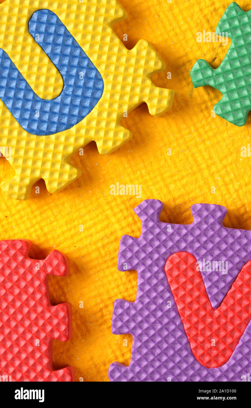 Kiddies style Colored Alphabet and number blocks Stock Photo - Alamy