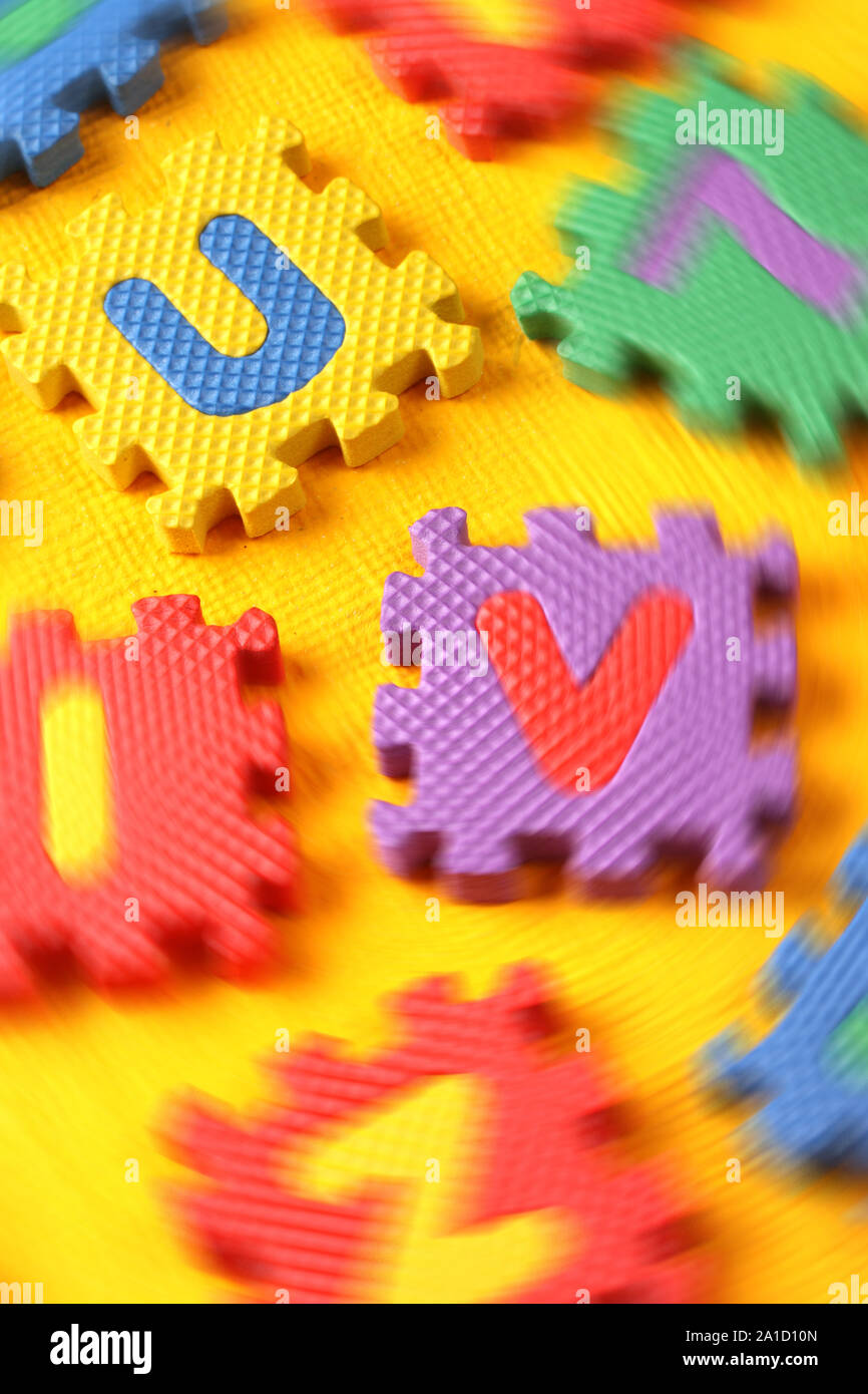 Kiddies style Colored Alphabet and number blocks Stock Photo - Alamy