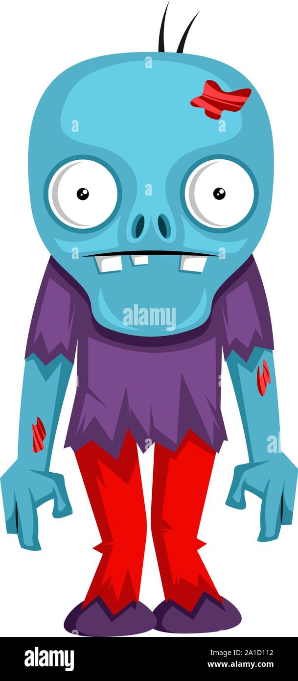 Zombie standing, illustration, vector on white background Stock Vector ...