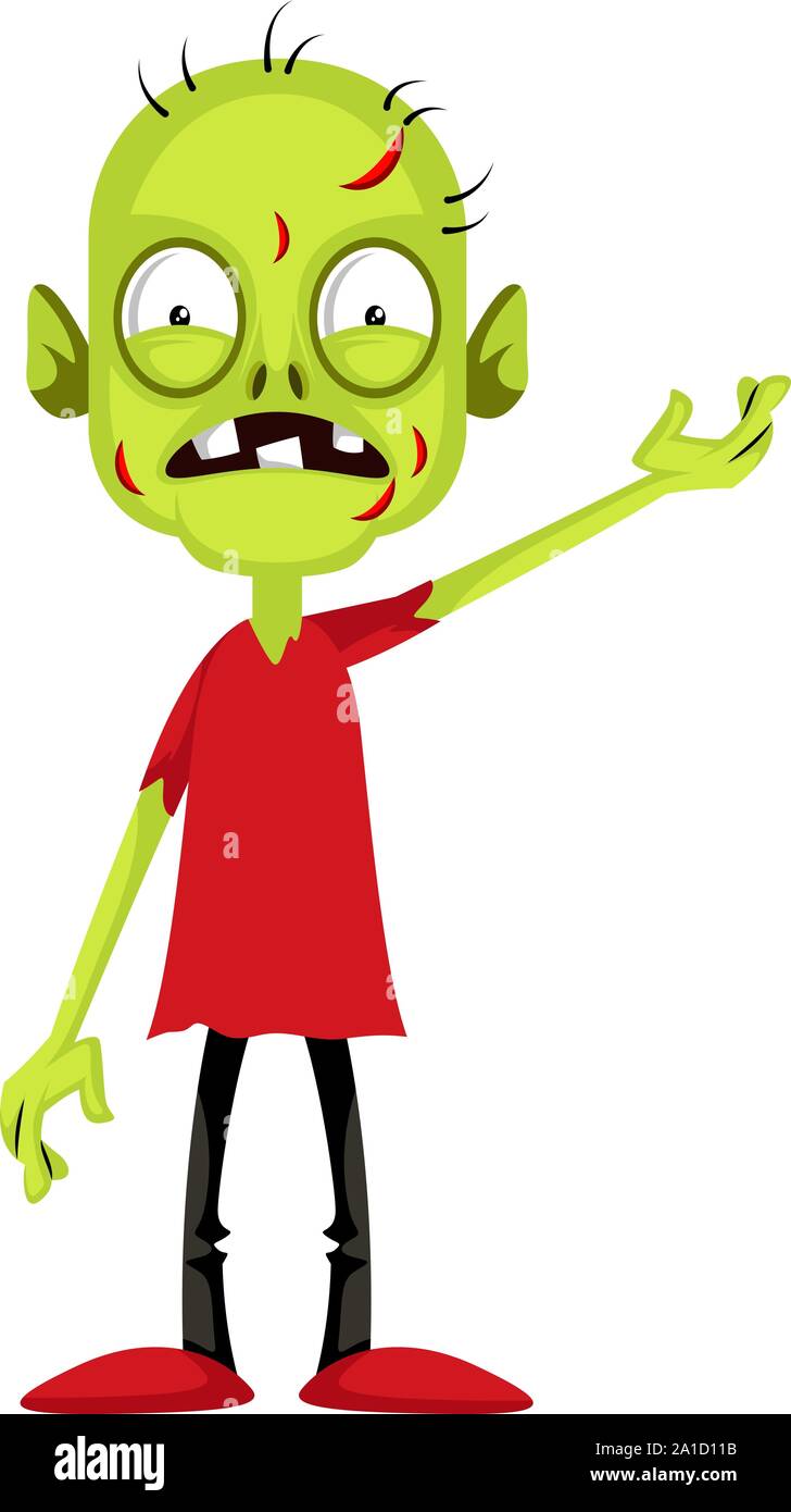 Angry zombie, illustration, vector on white background Stock Vector ...
