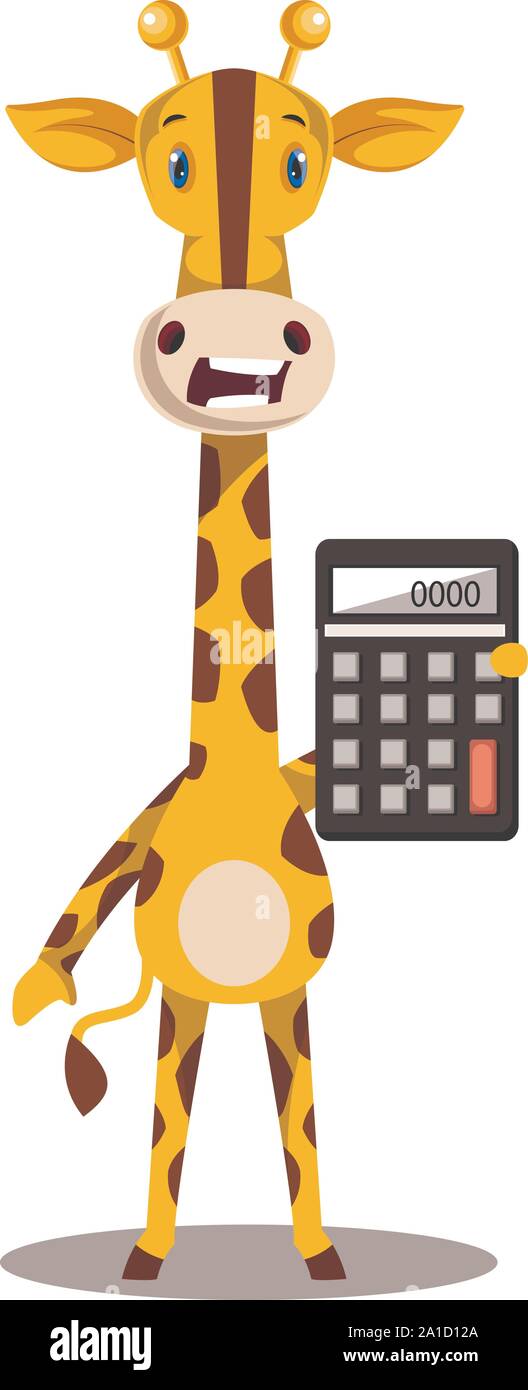 Giraffe with calculator, illustration, vector on white background Stock ...
