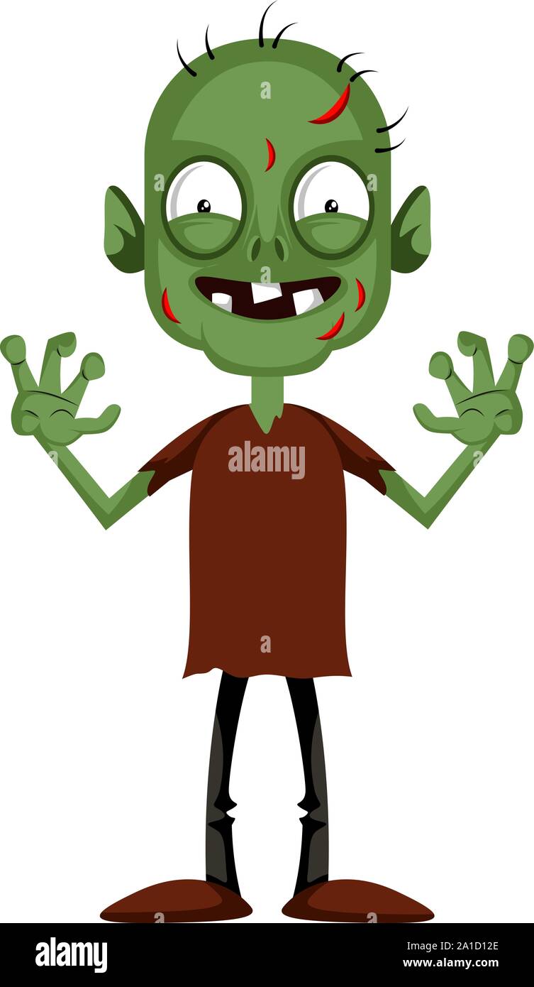 Evil zombie, illustration, vector on white background Stock Vector ...