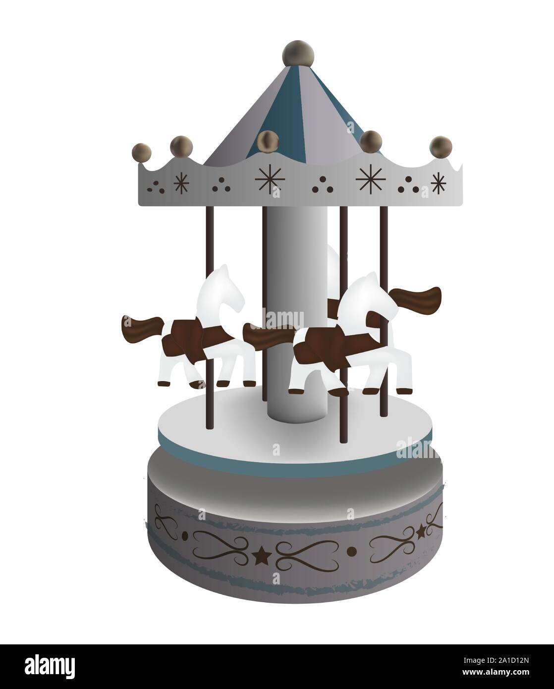 Amusement park element, Carousel with horses. vector Illustration Stock ...