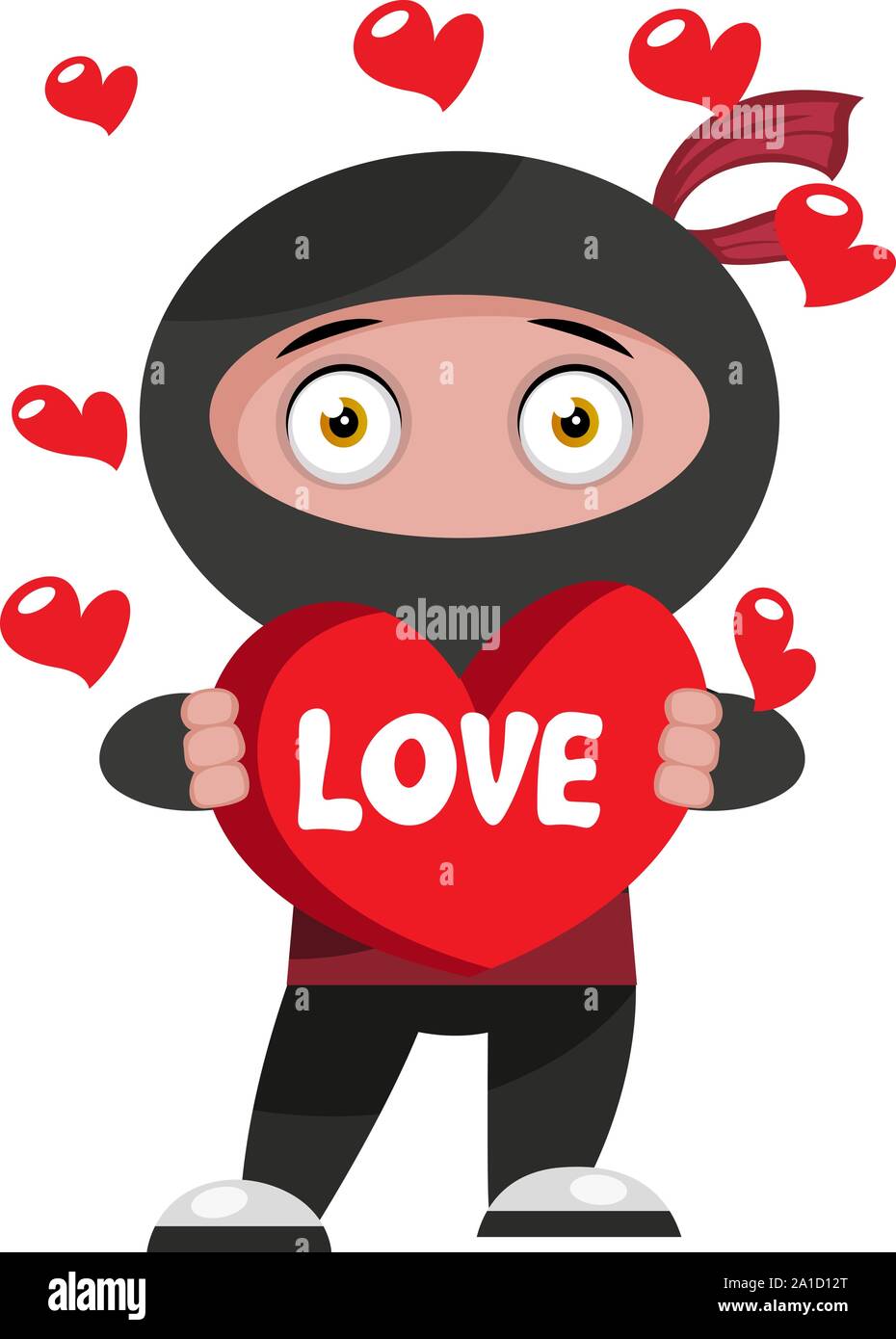 Ninja in love, illustration, vector on white background Stock Vector ...