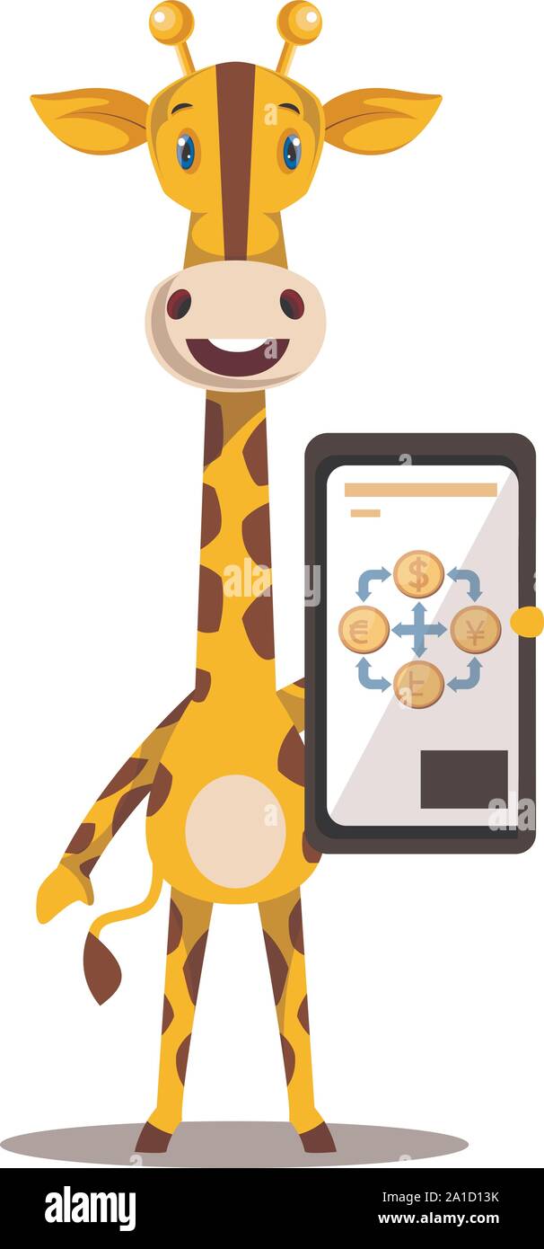 Giraffe with note, illustration, vector on white background Stock ...