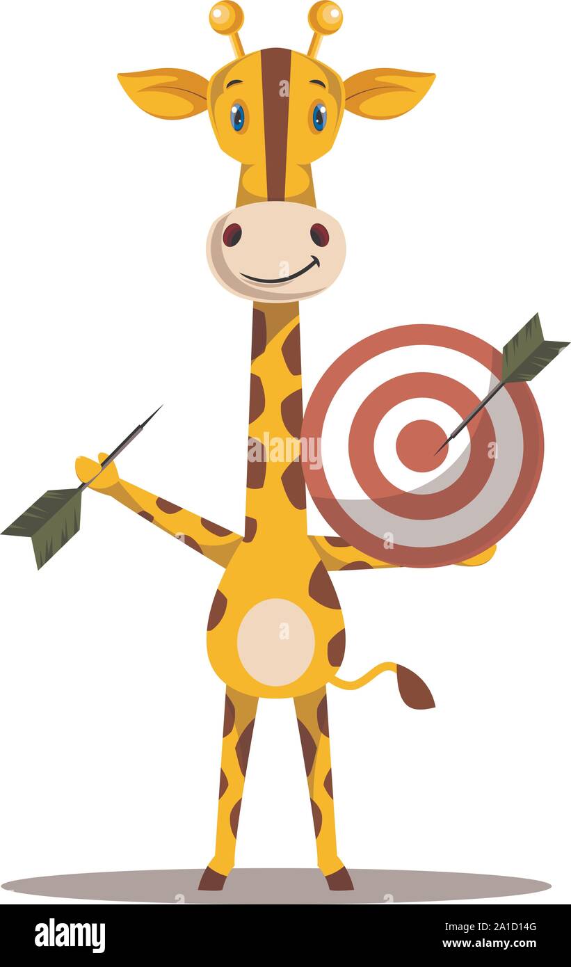 Giraffe with target, illustration, vector on white background Stock ...