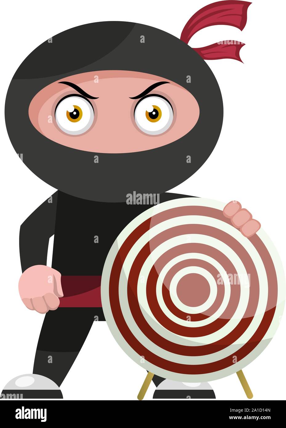 Ninja with target, illustration, vector on white background Stock ...