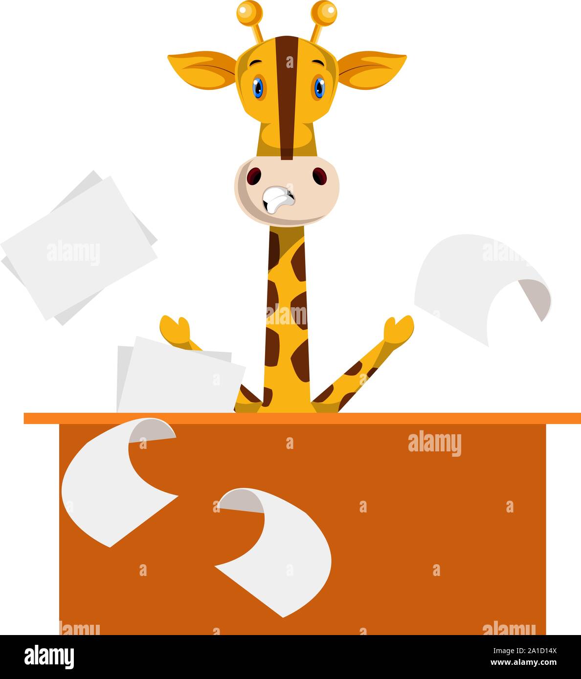 Giraffe working, illustration, vector on white background Stock Vector ...