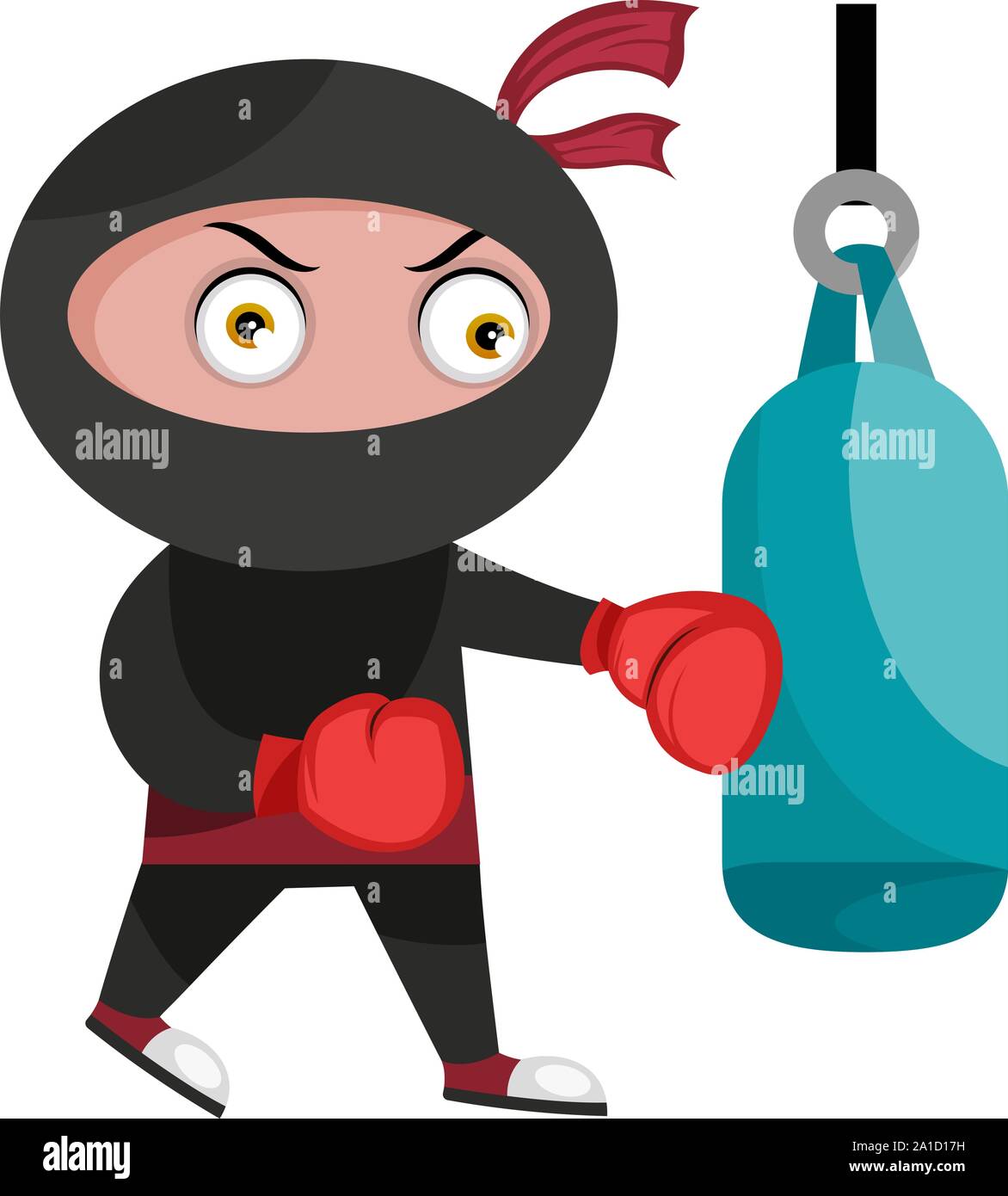 Ninja boxing, illustration, vector on white background Stock Vector ...