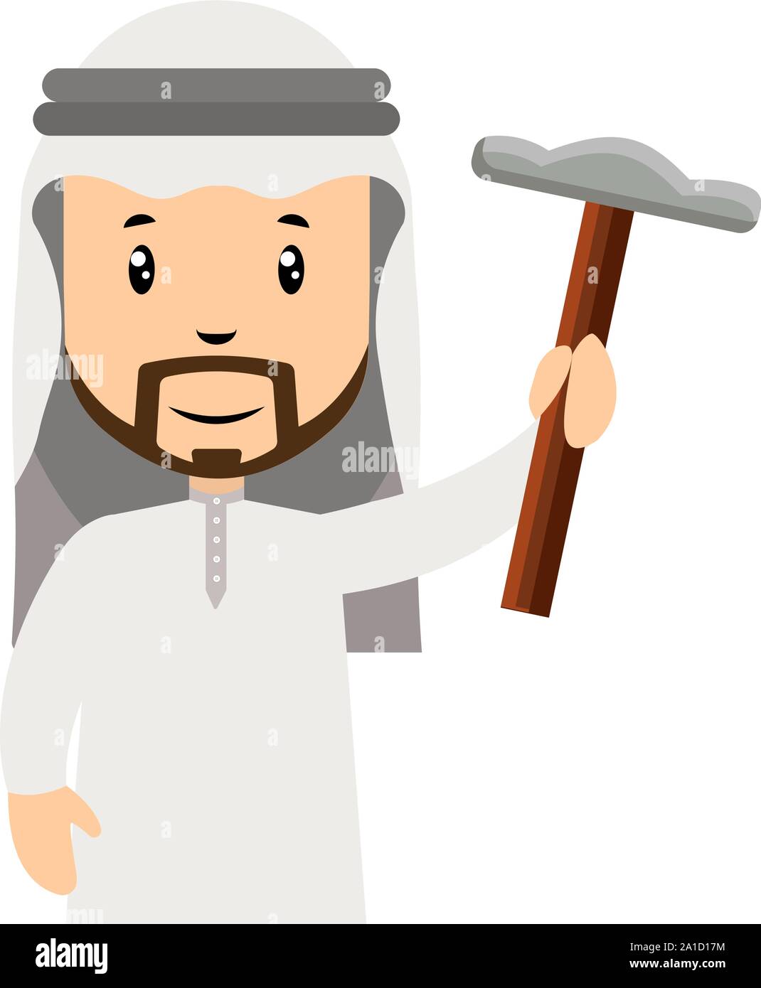 Arab men with hammer, illustration, vector on white background Stock ...