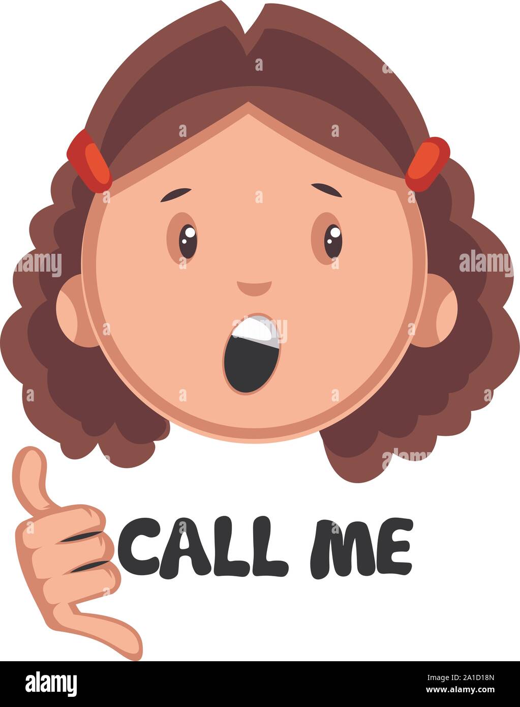 Girl showing call me, illustration, vector on white background Stock ...