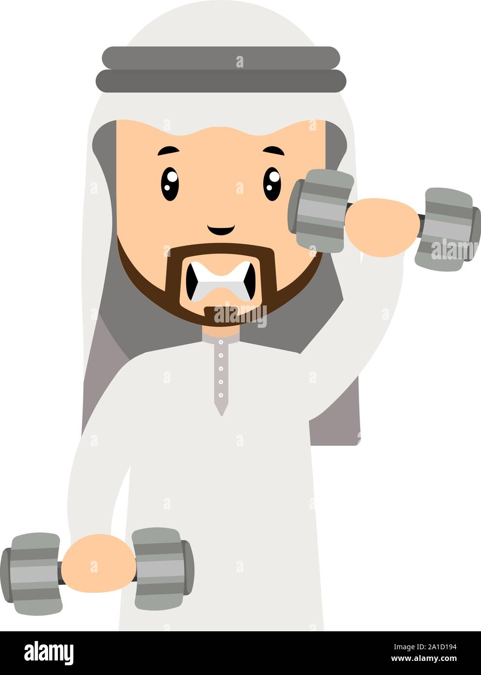 Arab men with weights, illustration, vector on white background Stock ...