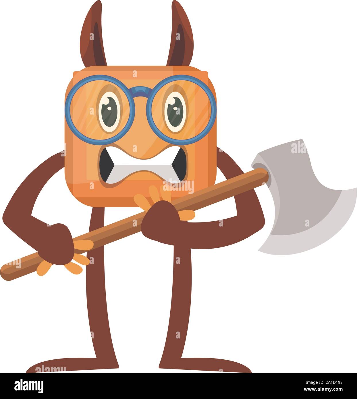 Monster with axe, illustration, vector on white background Stock Vector ...