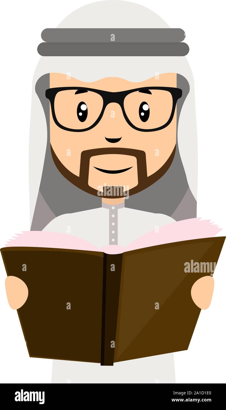 Arab men reading, illustration, vector on white background Stock Vector ...