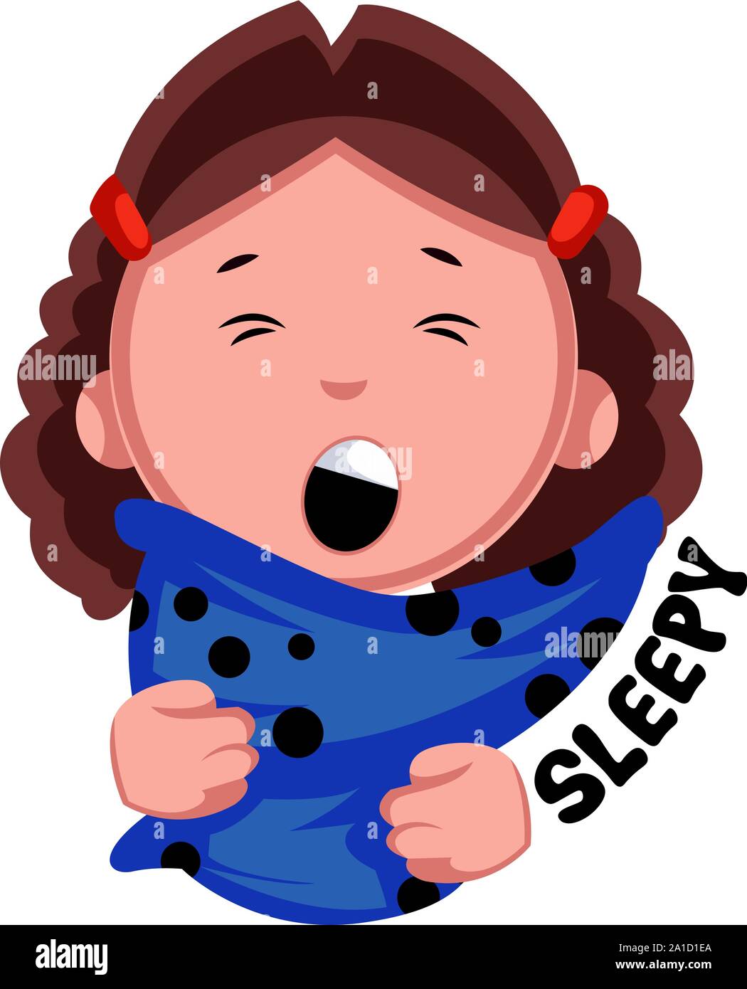 Sleepy girl, illustration, vector on white background Stock Vector ...