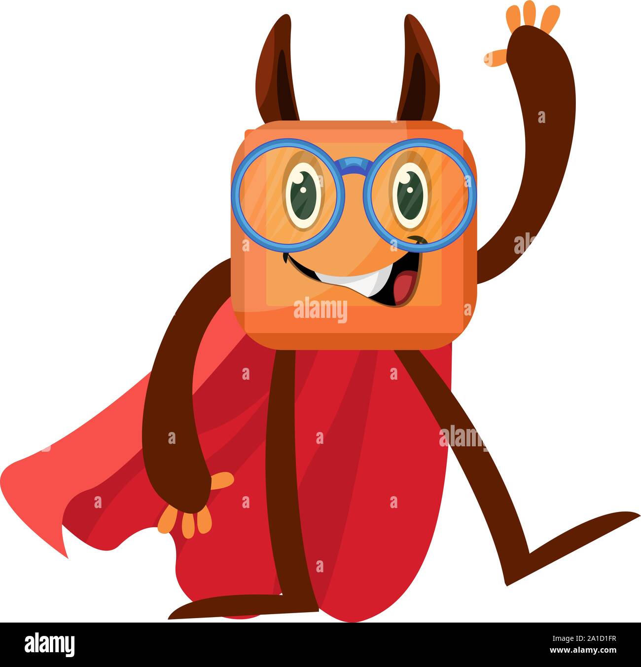 Monster with red cape, illustration, vector on white background Stock ...