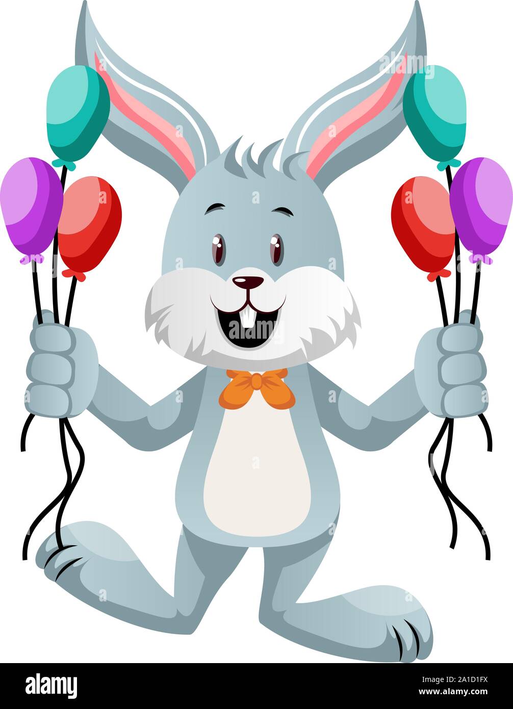 Bunny with balloons, illustration, vector on white background Stock ...