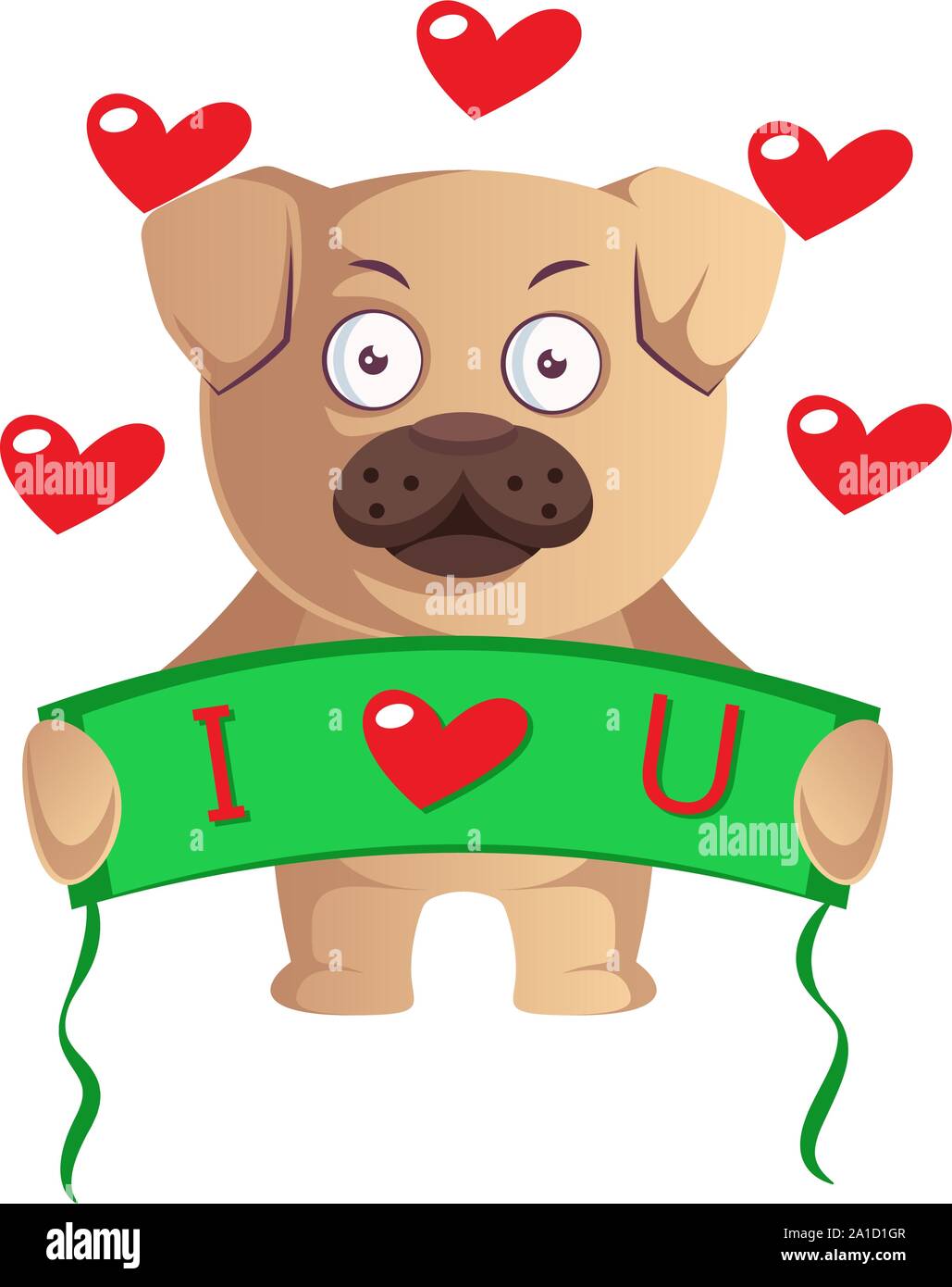 Pug in love, illustration, vector on white background Stock Vector ...