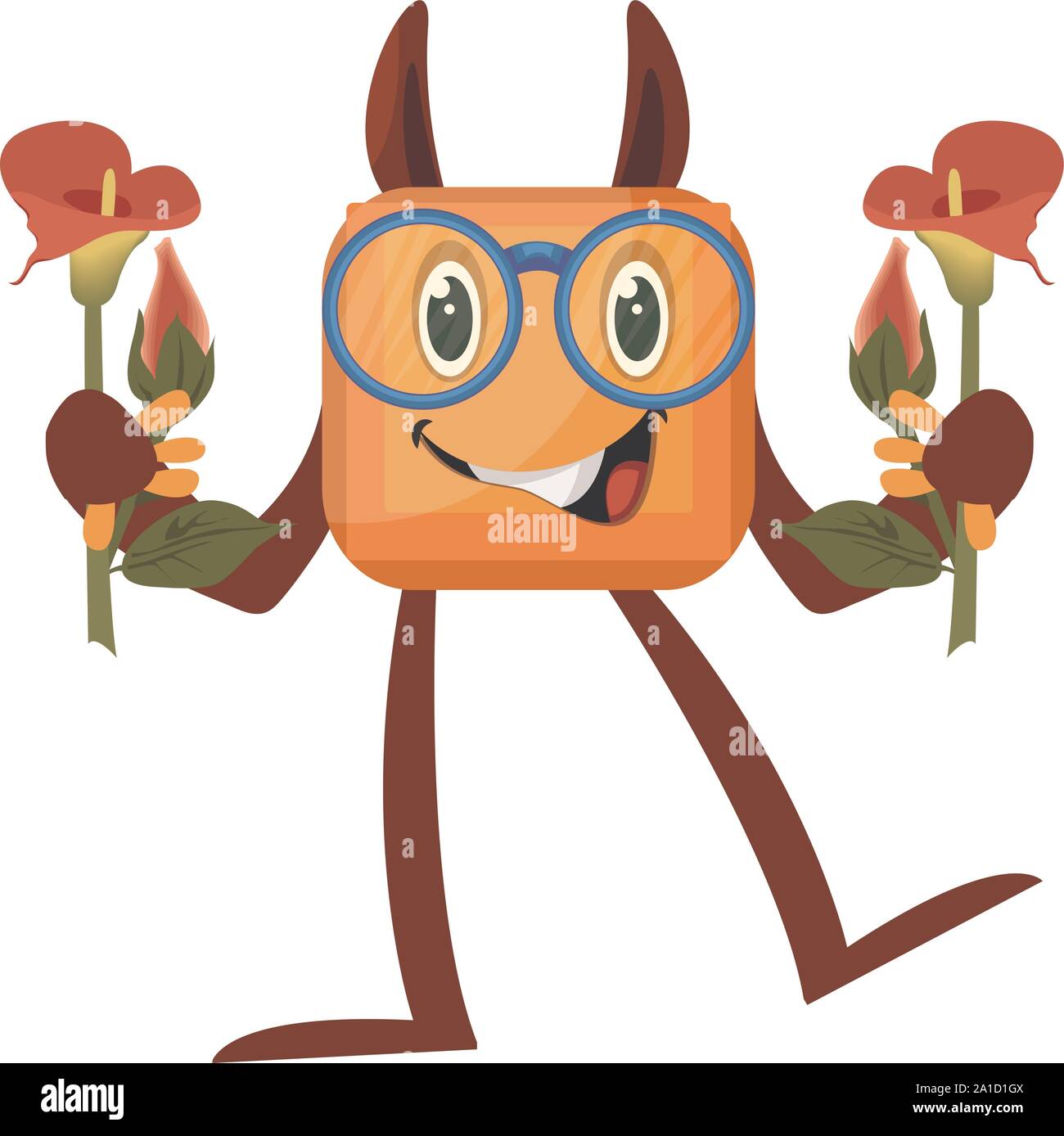 Monster with flowers, illustration, vector on white background Stock ...
