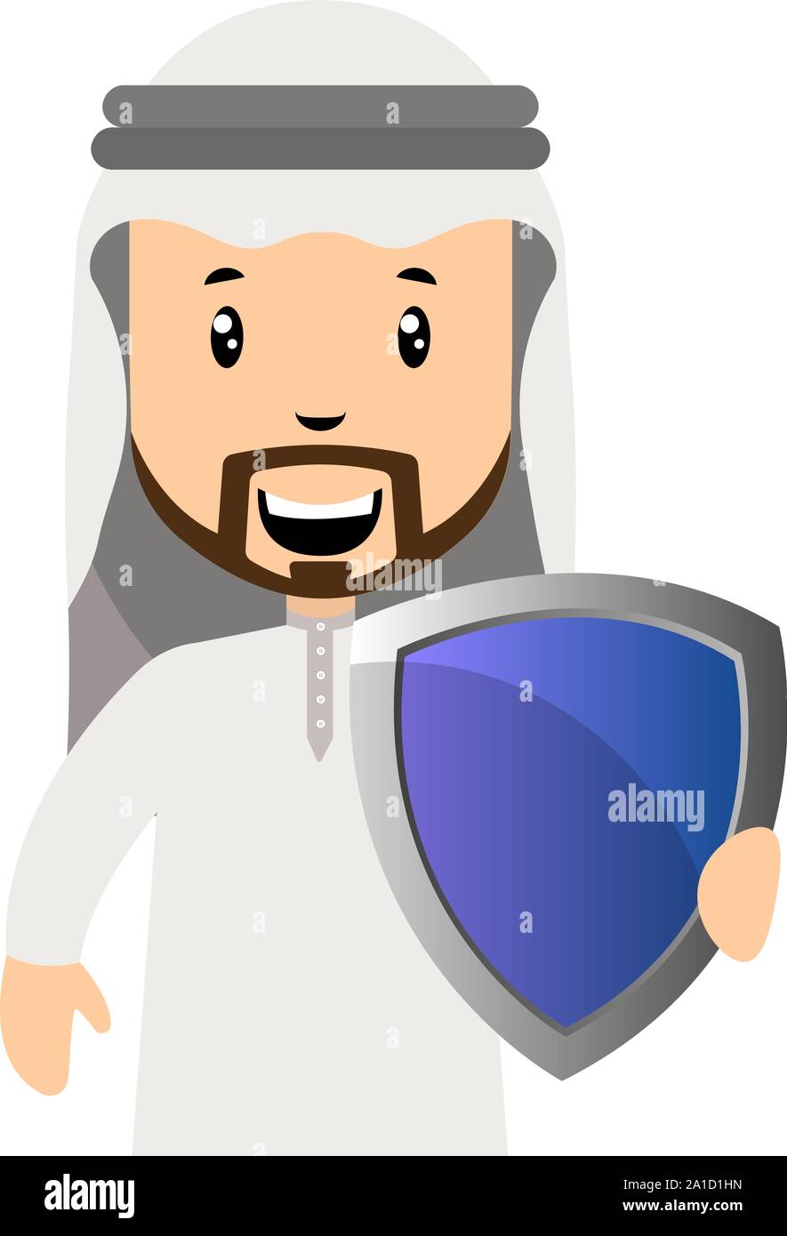 Arab men with shield, illustration, vector on white background Stock ...