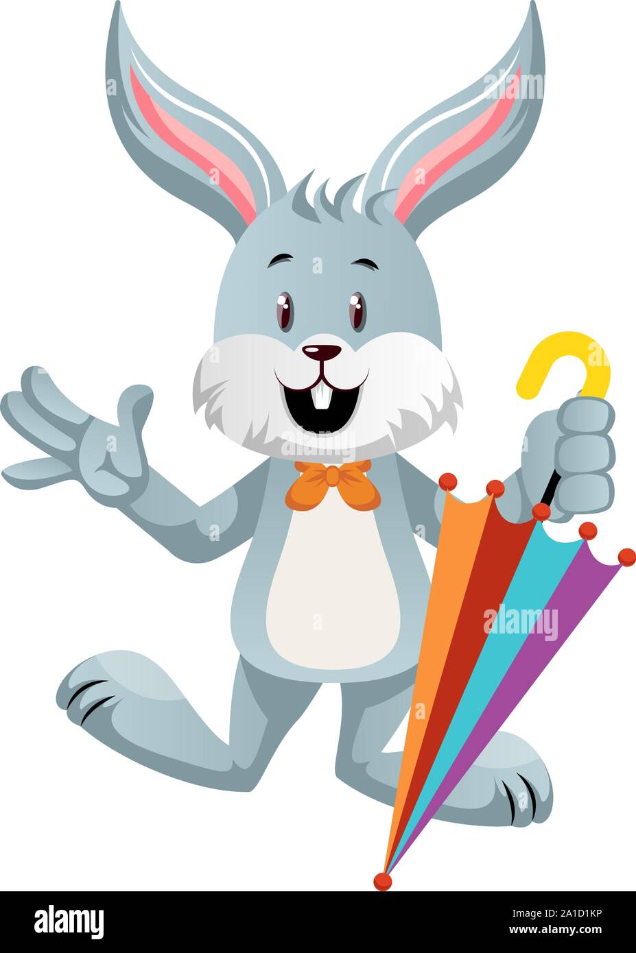 Bunny with umbrella, illustration, vector on white background Stock ...