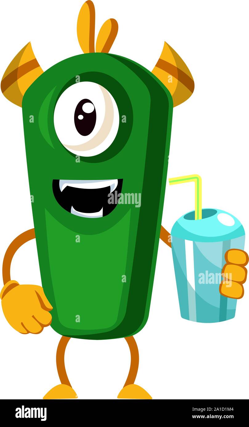 Monster with water, illustration, vector on white background Stock ...