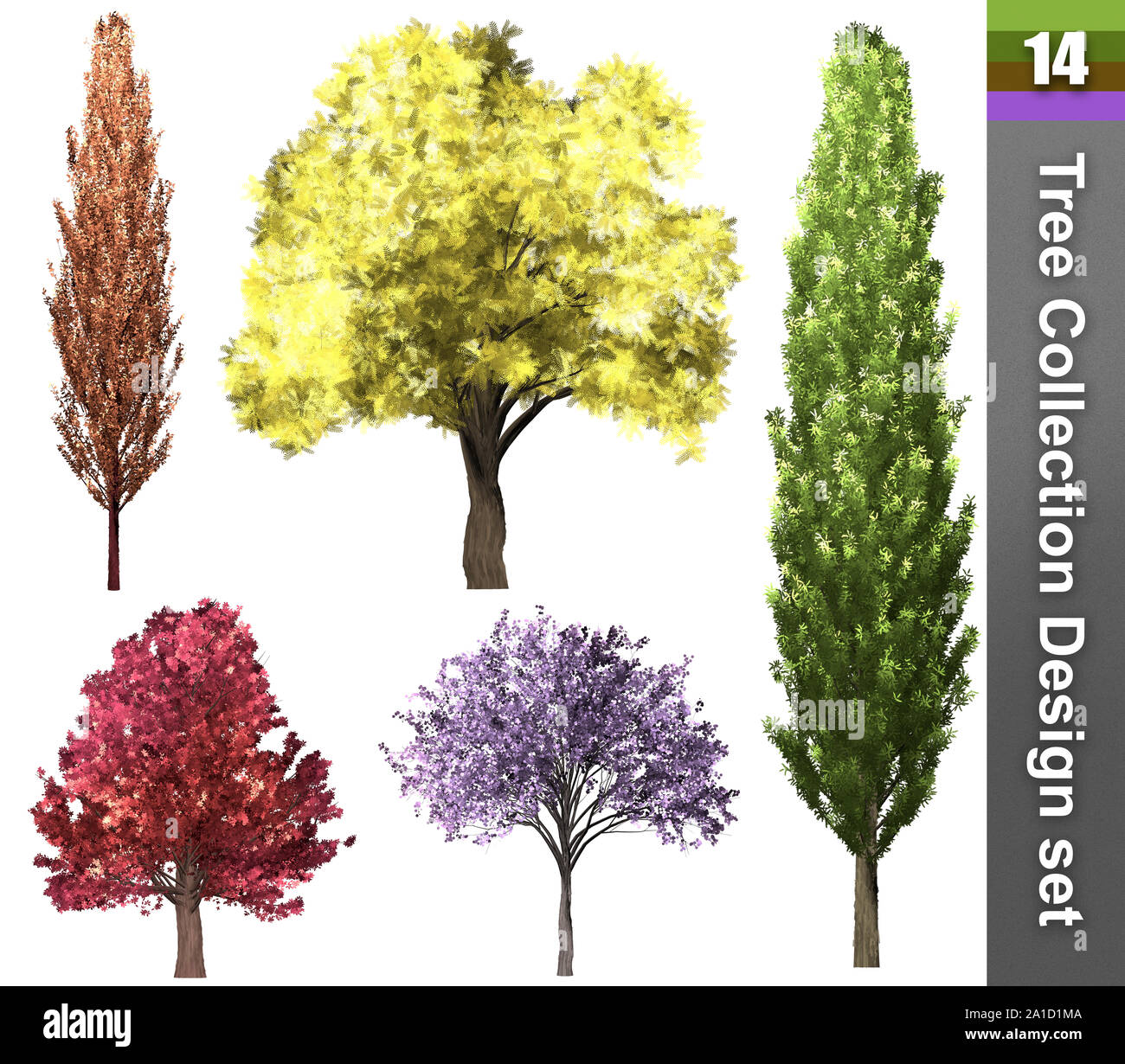 Tree correction design set. 3D Illustration. White background isolate ...