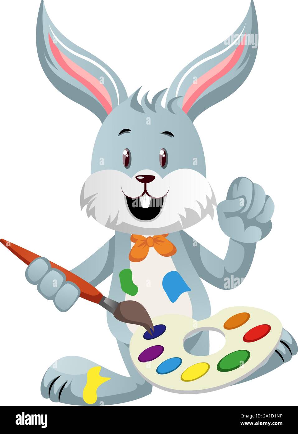 Bunny with color palette, illustration, vector on white background ...