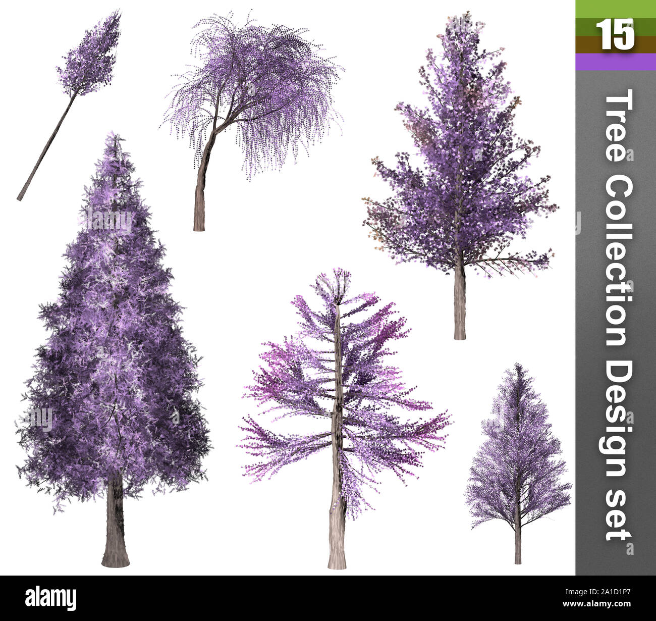 Tree correction design set. 3D Illustration. White background isolate ...